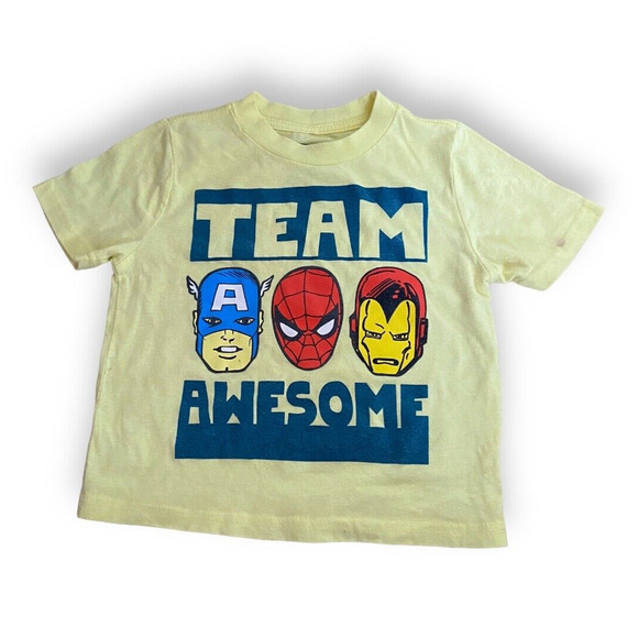 Marvel | Shirts & Tops | Marvel Boys Tee Sz 3t Yellow Team Awesome Iron ...